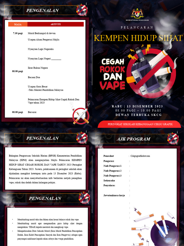 Template Buku Program Design Sijil Kempen Hidup Sihat, Cegah Rokok Dan ...