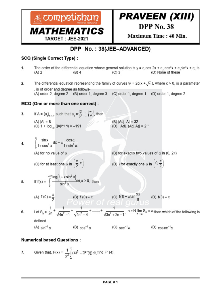 DPP 38 | PDF | Mathematical Objects | Mathematics