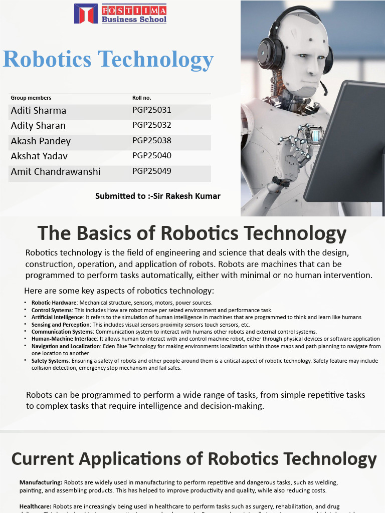 Robotics Tech. Final | PDF | Robotics | Robot