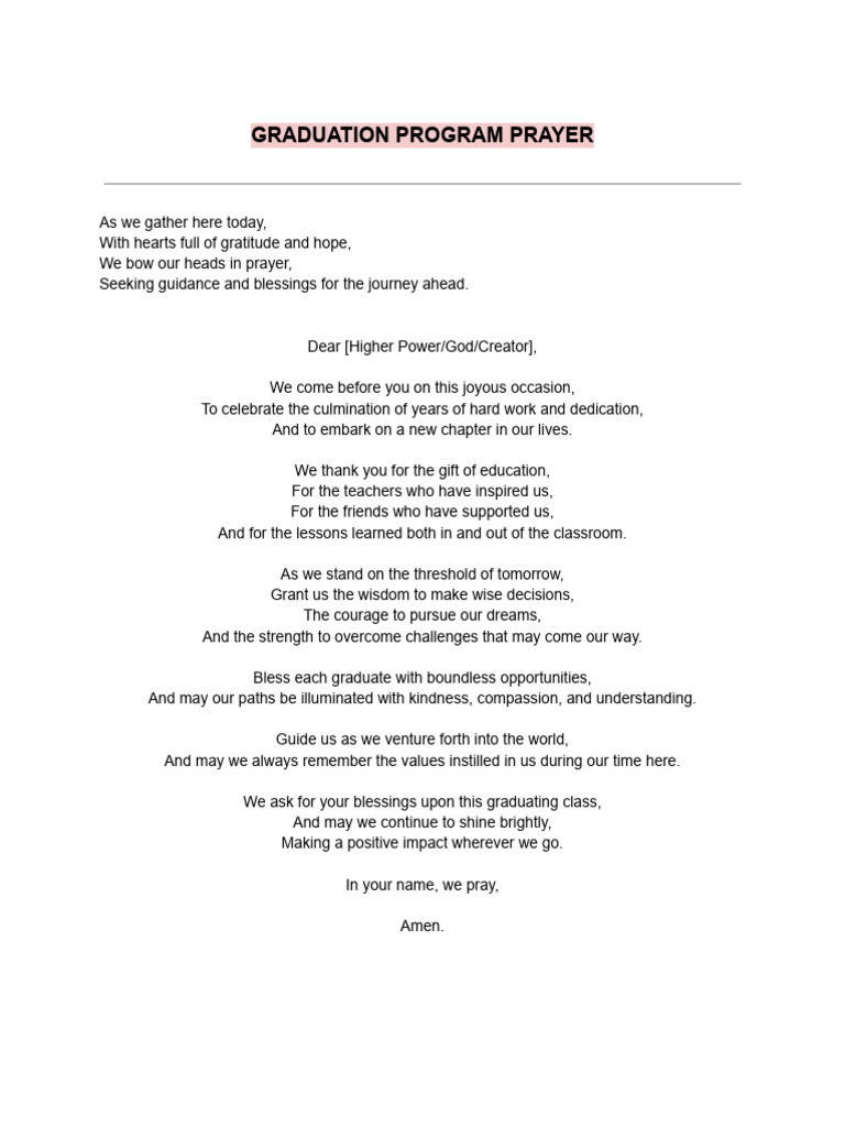 Graduation Prayer | PDF
