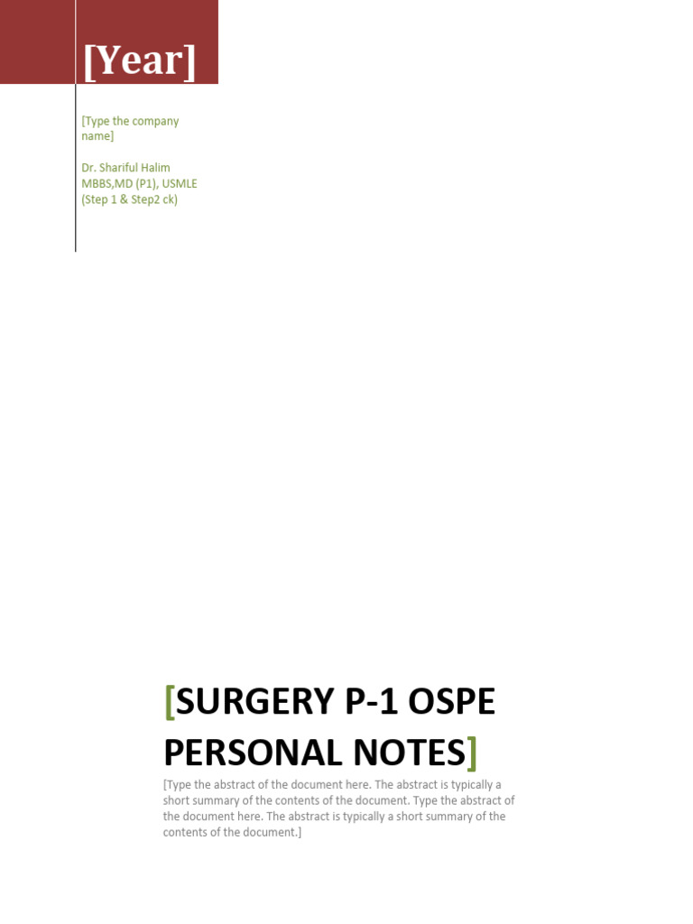 Surgery OSPE Personal Notes by Dr. Halim | PDF | Arm | Elbow