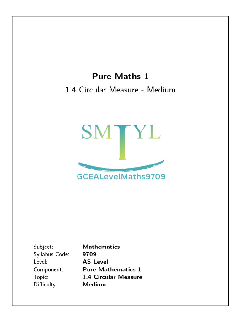 AS Level Circular Measure Problems | PDF | Area | Circle