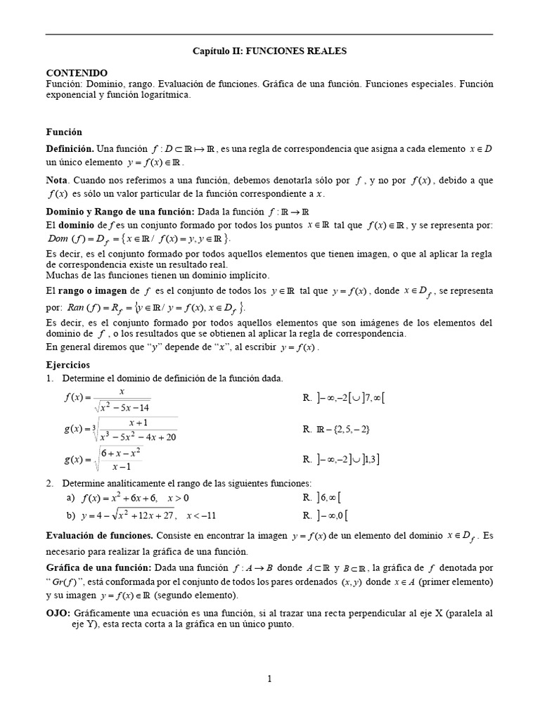 Dominio Y Rango De Funciones Matemáticas Pdf Función Matemáticas 3390