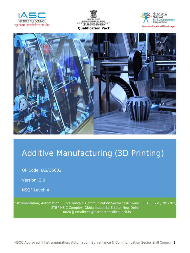 QP - IAS - Q5602 - Additive Manufacturing 3D Printing - v3.0 Min 1 | PDF | 3 D Printing | 3 D ...