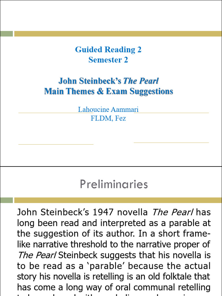 An Introduction To Novel The Pearl | PDF