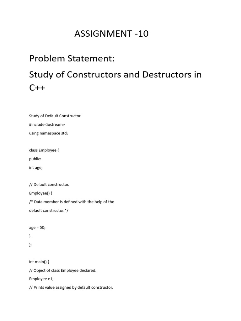 Assignment 10 Pdf Constructor Object Oriented Programming Programming