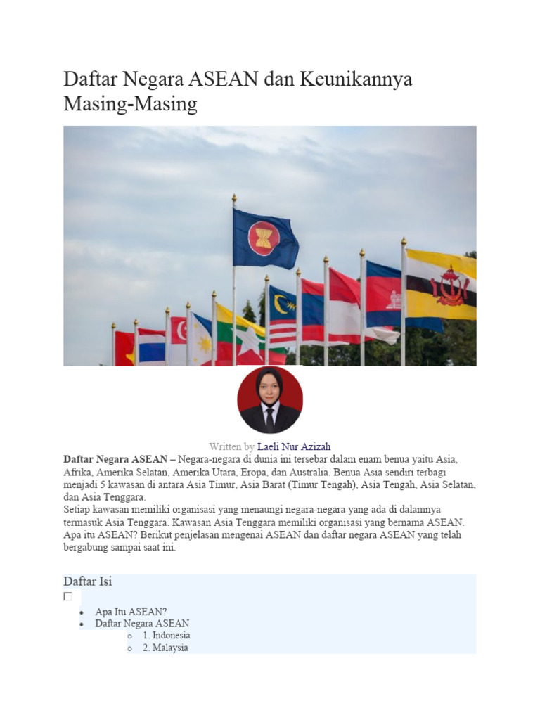 Profil Negara-Negara ASEAN | PDF | Perjalanan