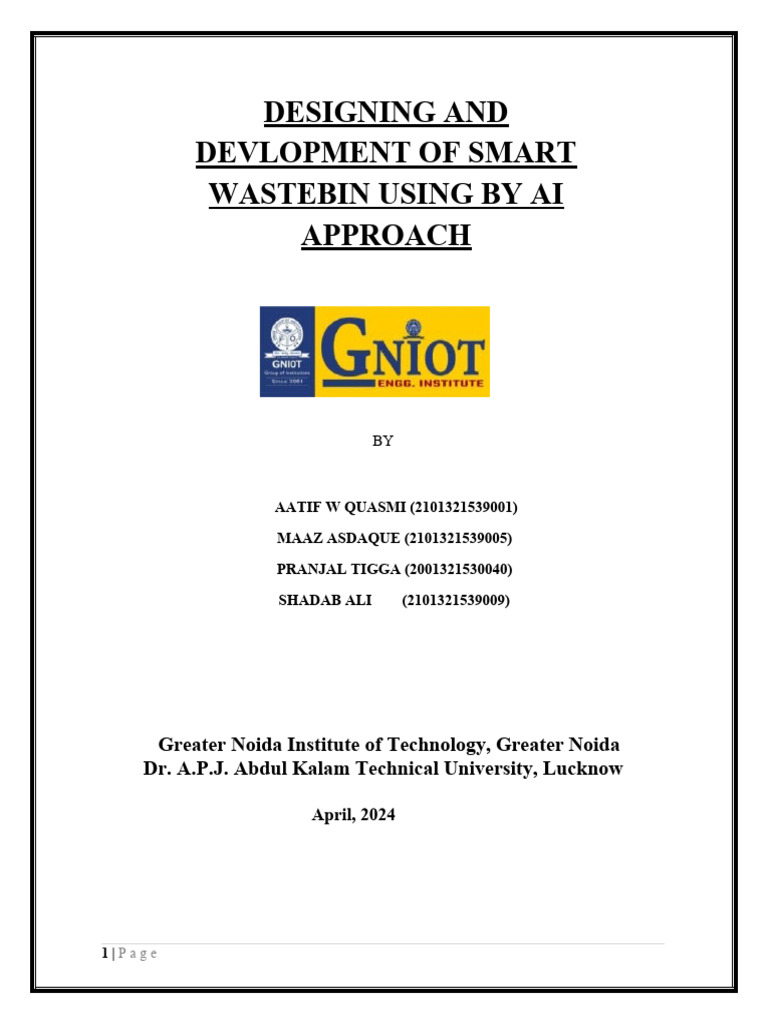 Major Project Synopsis | PDF | Internet Of Things | Artificial Intelligence
