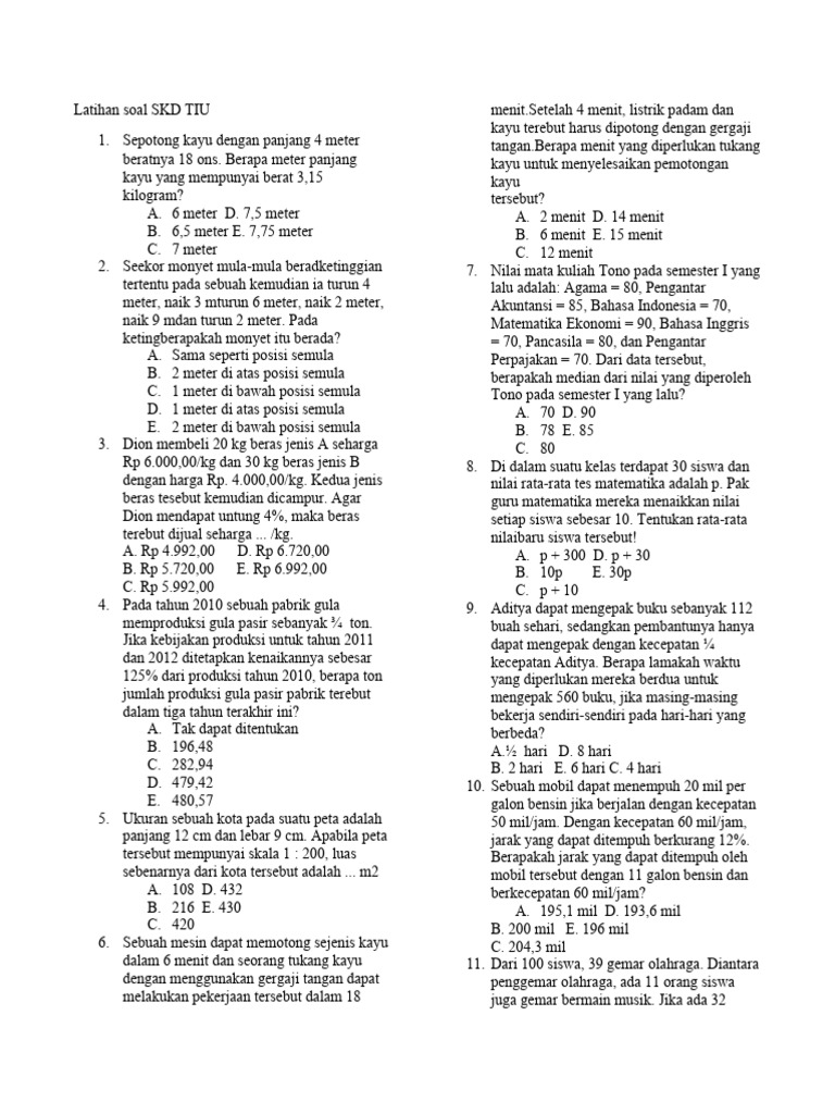 Latihan Soal SKD TIU 2 | PDF