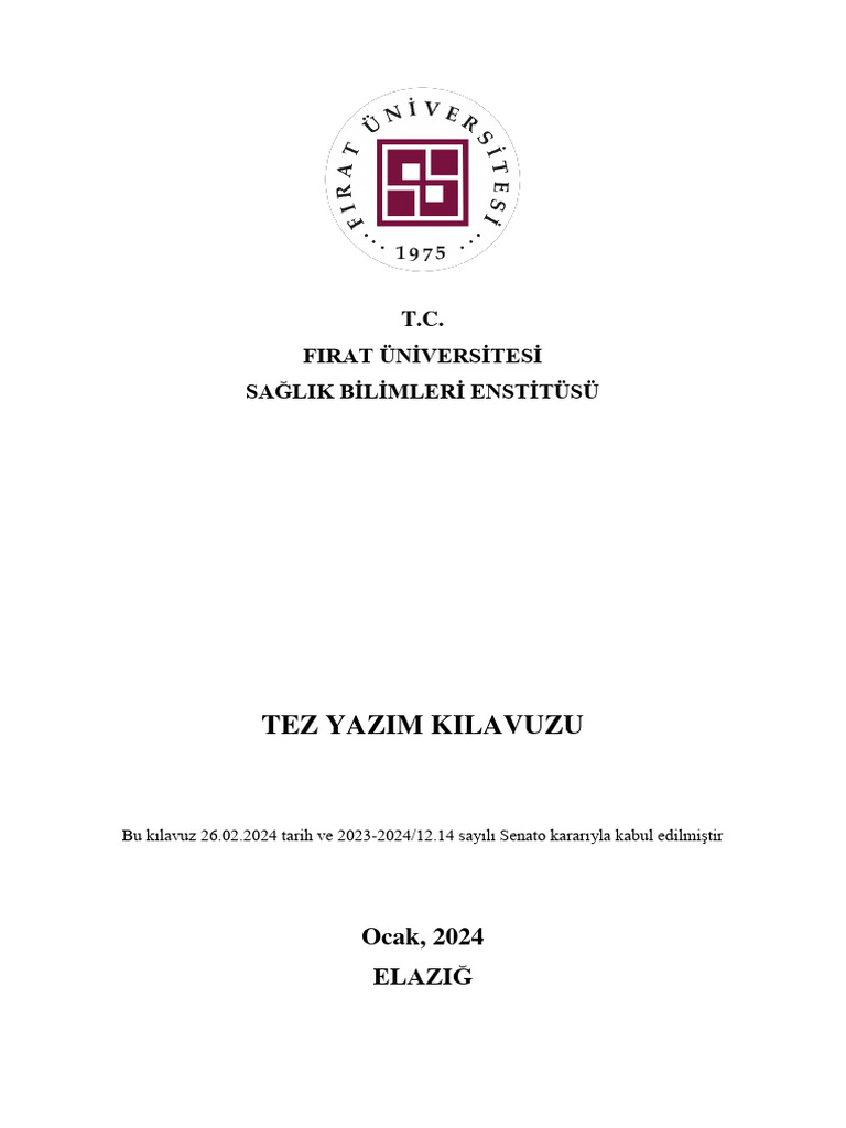 1 FU SBE Tez Yazim Kilavuzu PDF | PDF