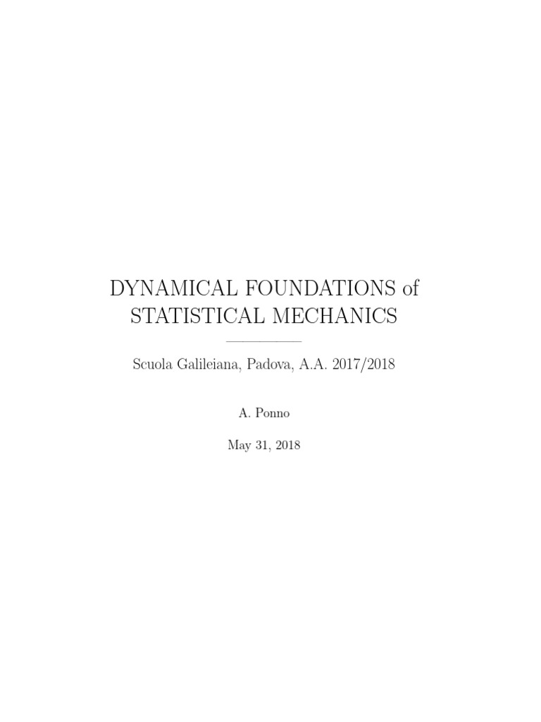 DYNAMICAL FOUNDATIONS of Statistical Mechanics | PDF | Gases ...