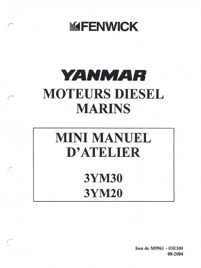 Manuel Atelier Yanmar 3YM30 3YM20 | PDF