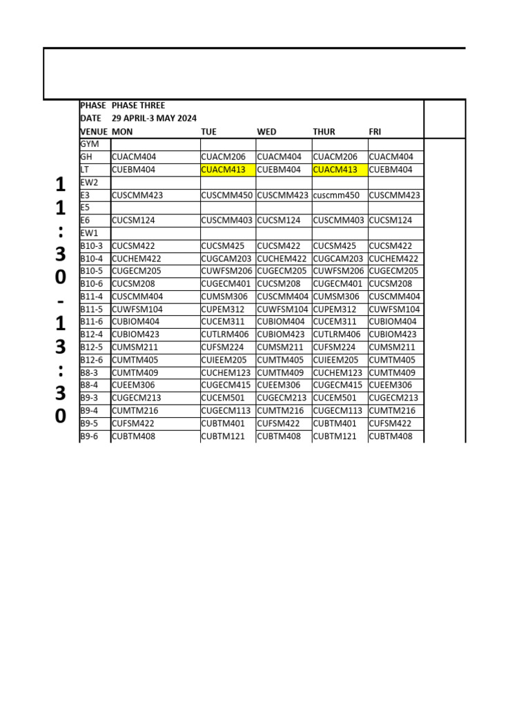 Phase 3 Time Table | PDF | Chess | Chess Theory