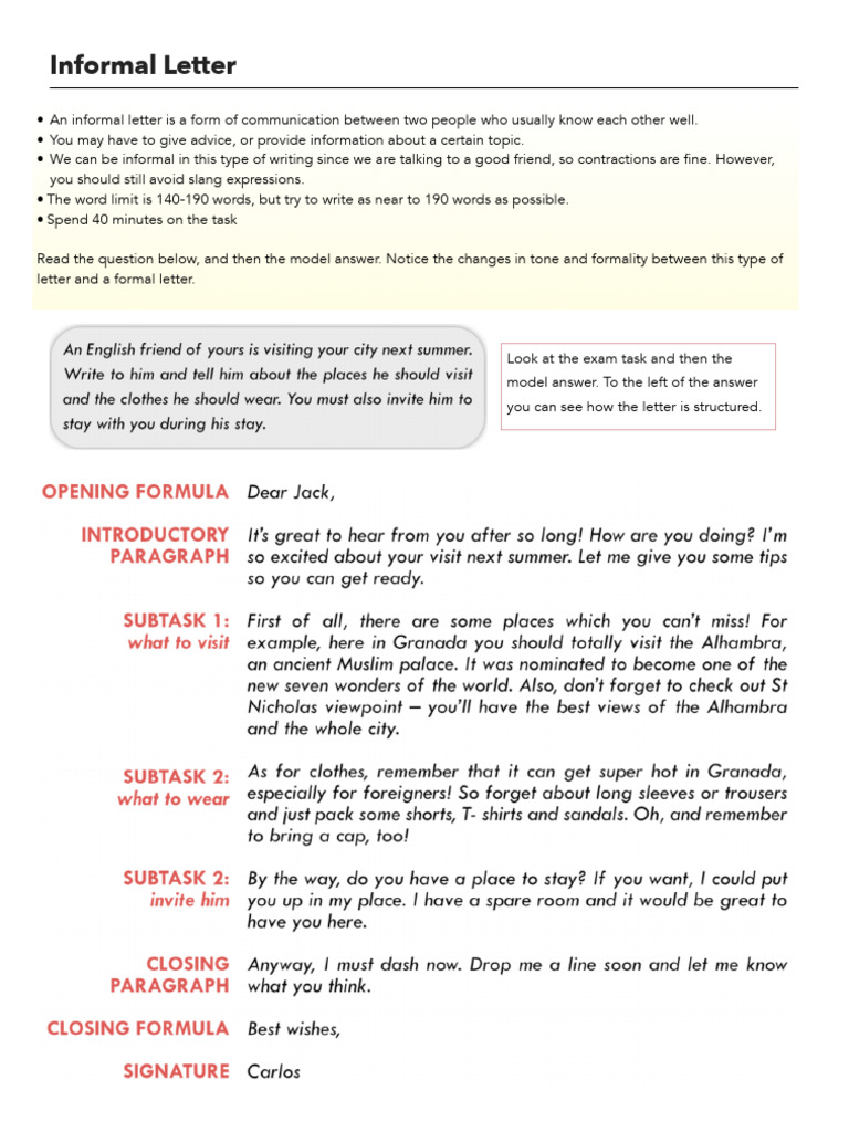 Guide to Writing Informal Letters | PDF