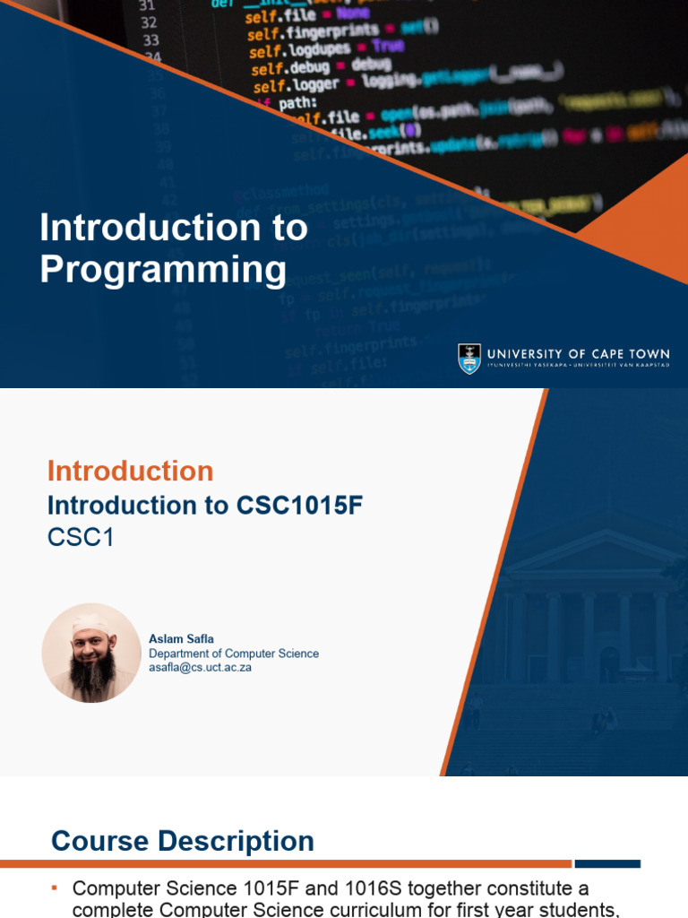 Intro To CSC1015F | PDF