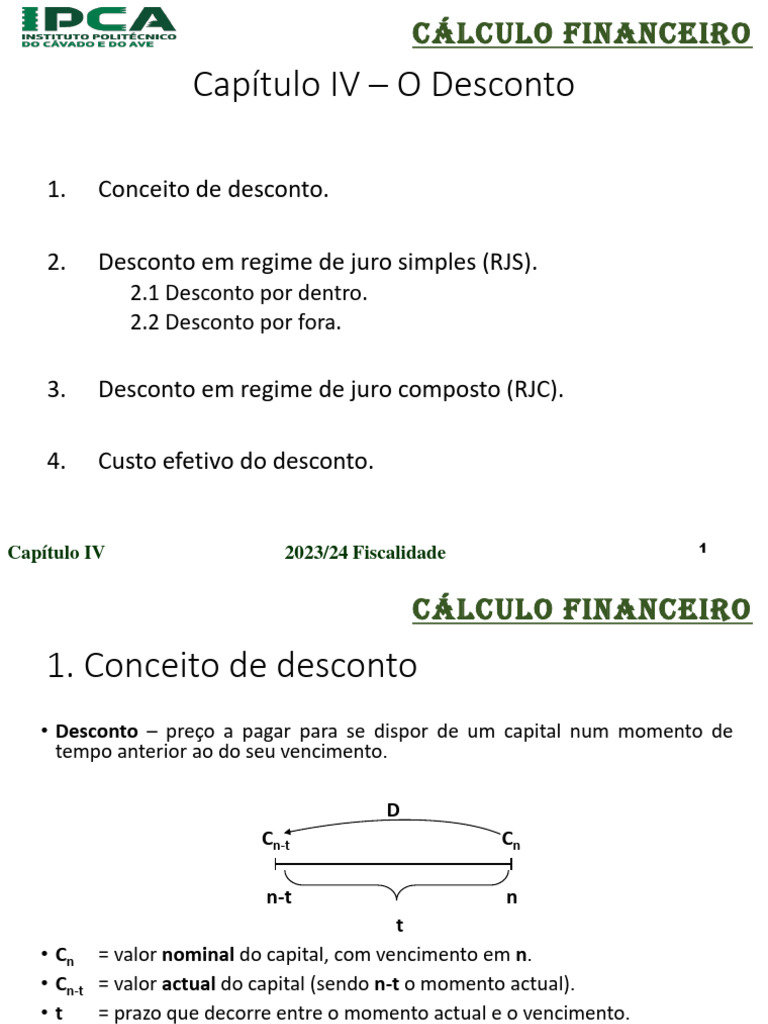 Cap. IV | PDF | Juros | Desconto