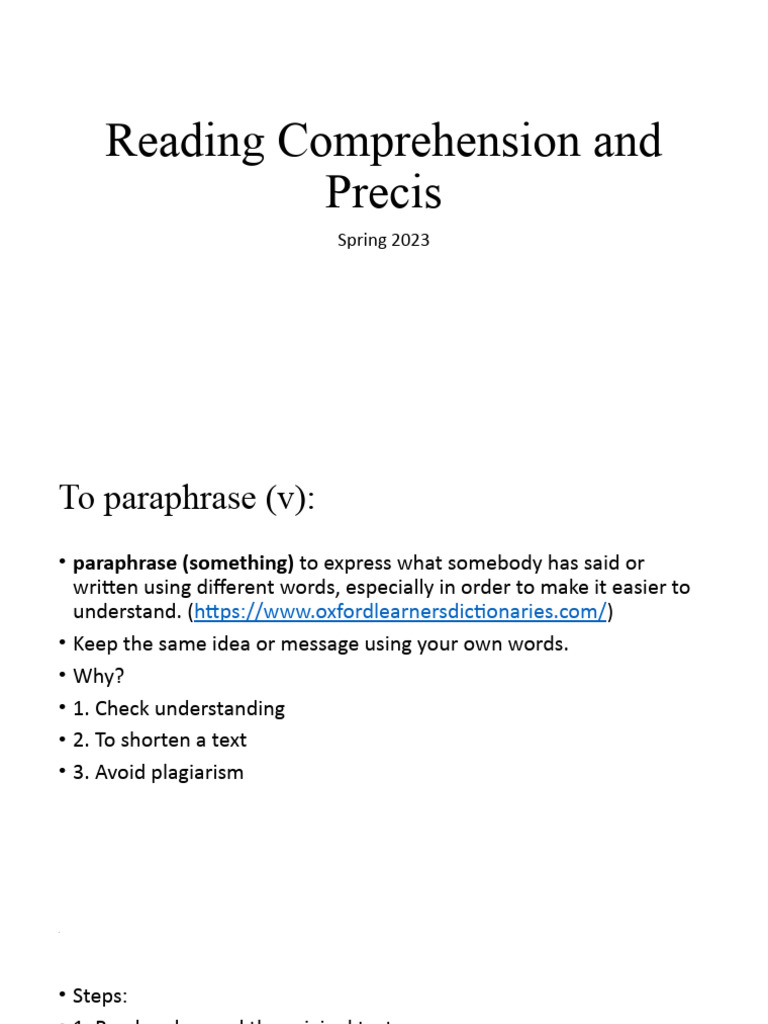 Paraphrasing and Summarizing | PDF | Communication | Reason