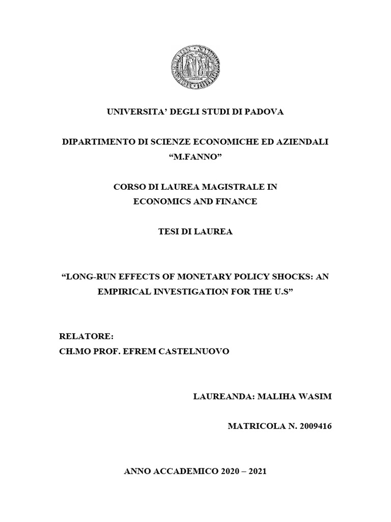 Wasim - Maliha - LONG-RUN EFFECTS OF MONETARY POLICY SHOCKS | PDF ...