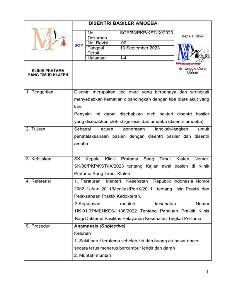Sop Disentri Basiler Amoeba | PDF | Kesehatan Holistik | Sains & Matematika