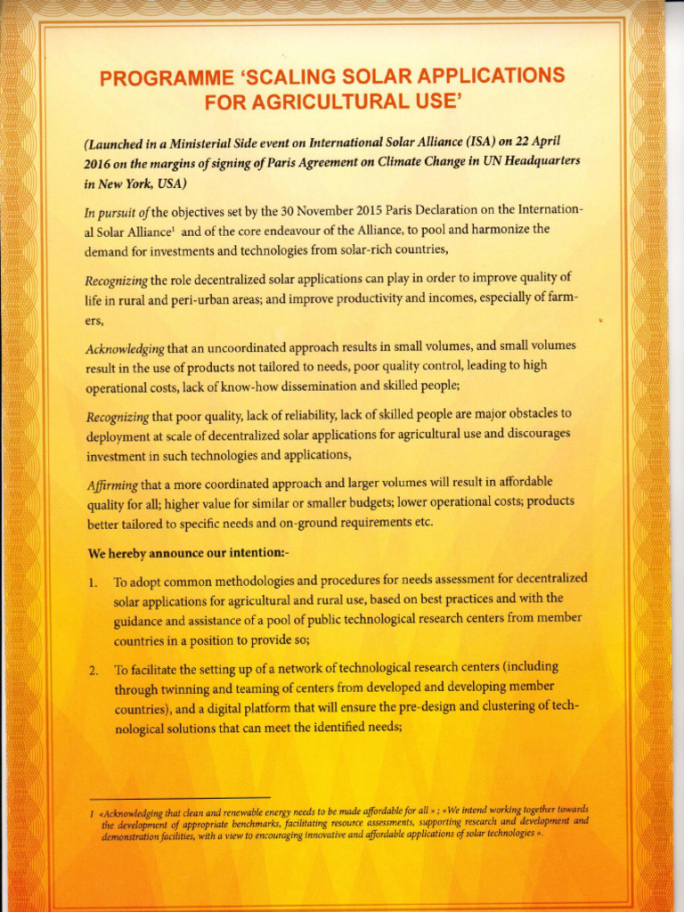 Scaling Solar Applications For Agriculture Use | PDF