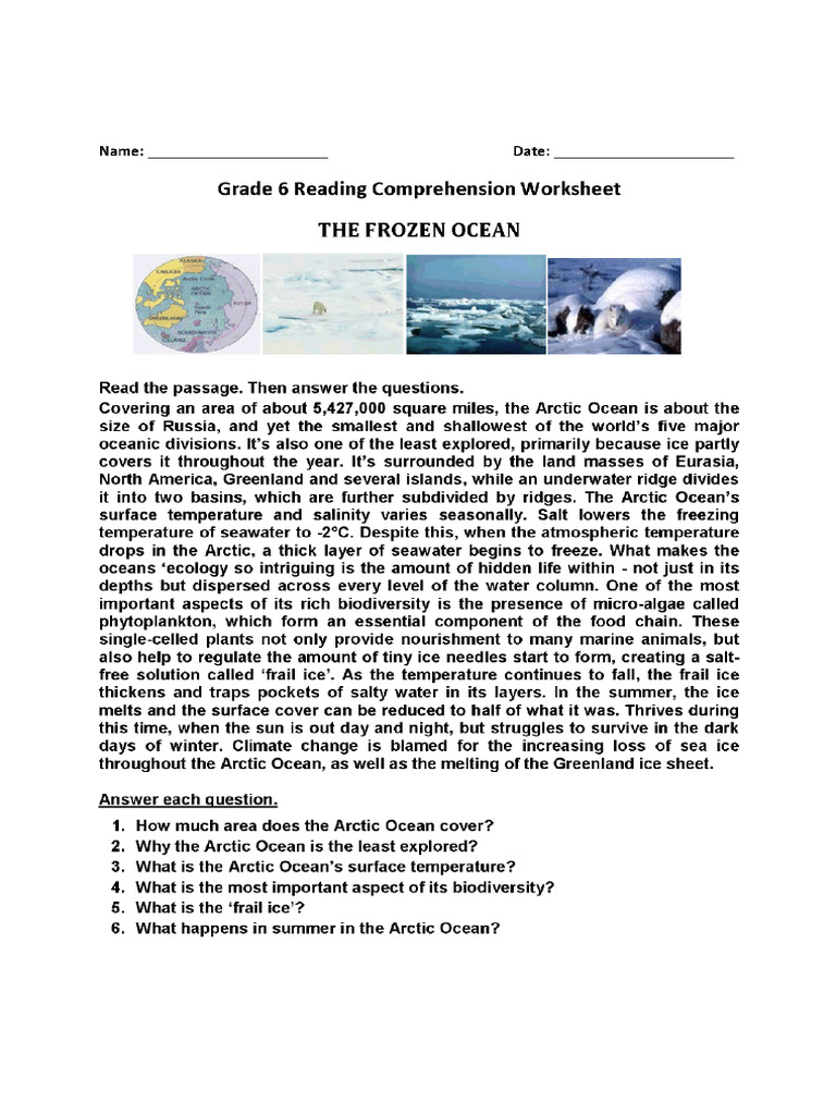 The Frozen Ocean Reading Comprehension | PDF