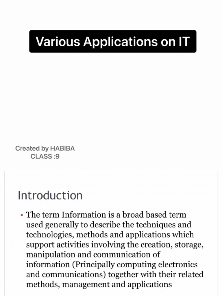 Various Applications On IT | PDF