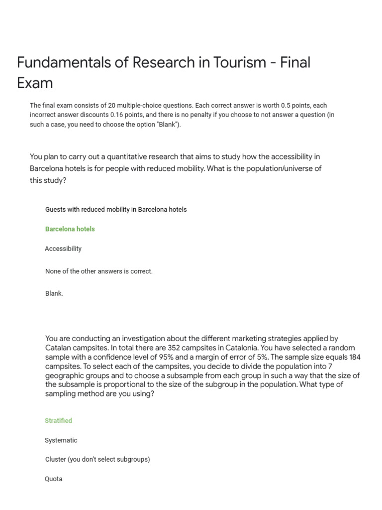 Research Final Exam Correct Answers | PDF | Statistical Significance ...