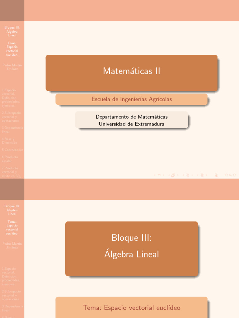 Presentacion Espacio Vectorial Euclideo Pdf Espacio Vectorial
