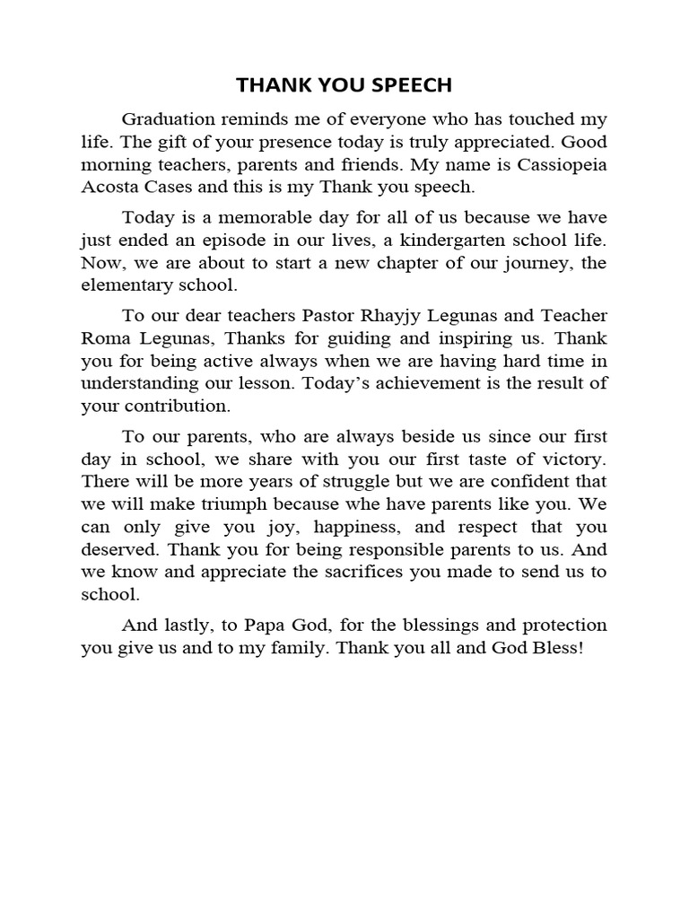 THANK YOU SPEECH - k2 | PDF