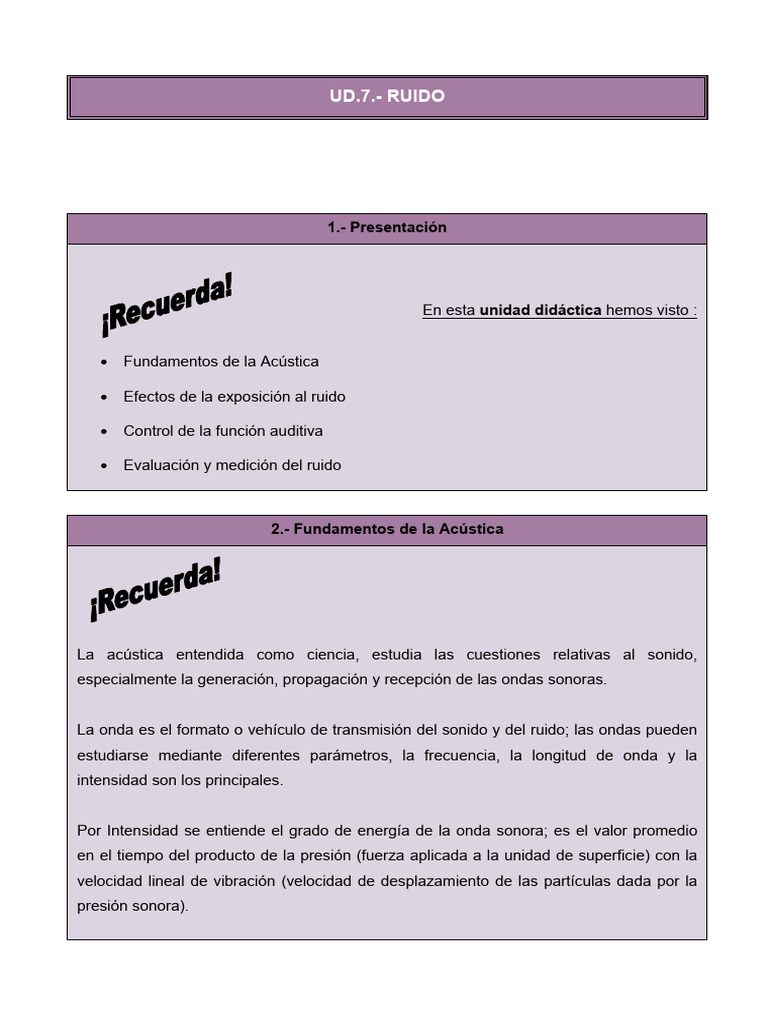 UD.7.-RUIDO: 1. - Presentación | PDF | ruido | Sonido
