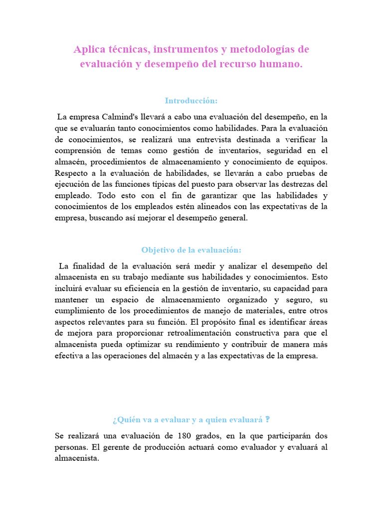 Evaluacion Almacenista Calminds C | PDF | Evaluación | Business