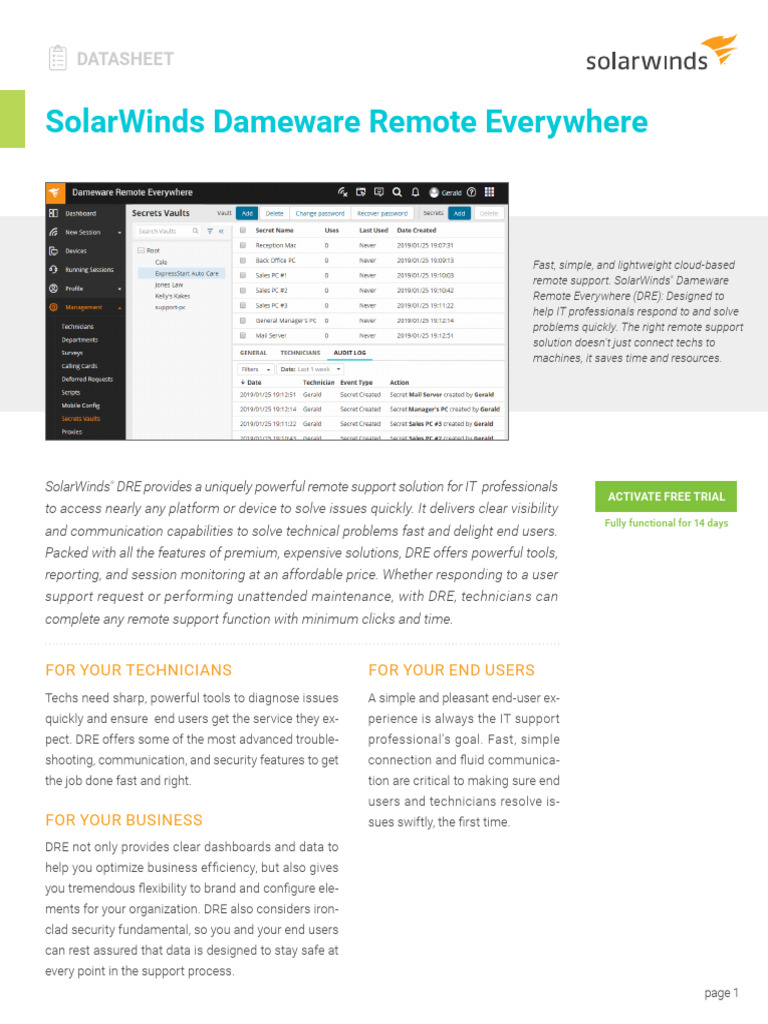 Solarwinds Dameware Everywhere | PDF | Remote Desktop Services | Software