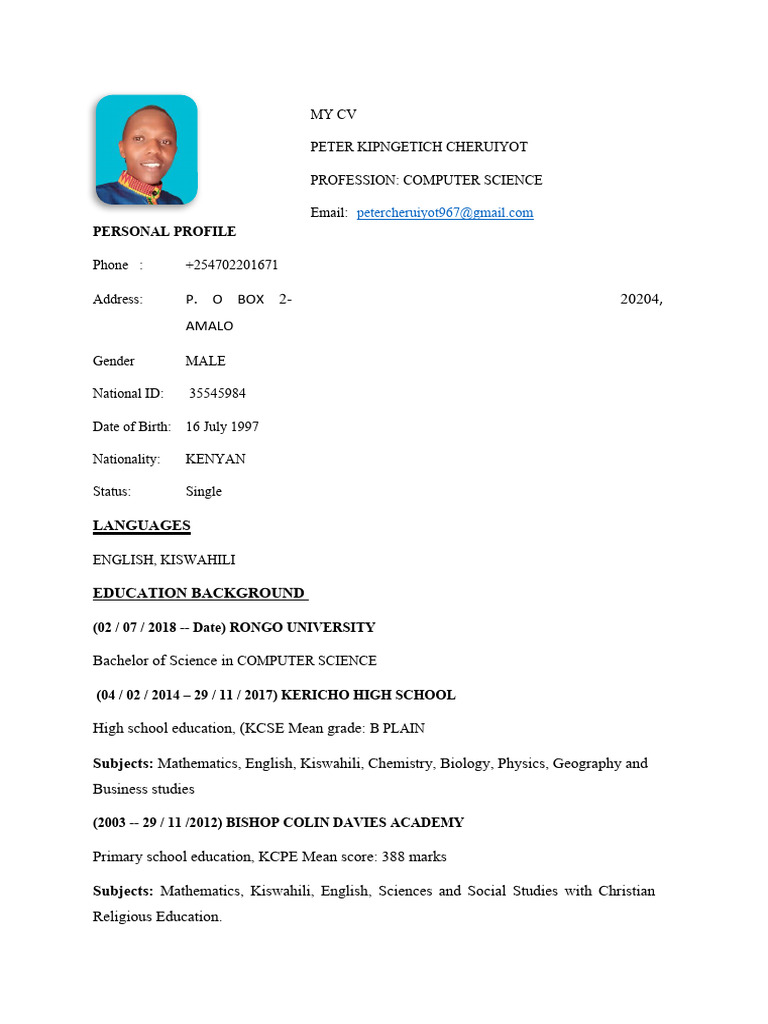Peter Cheruiyot - CV | PDF | Desktop Virtualization | Computing