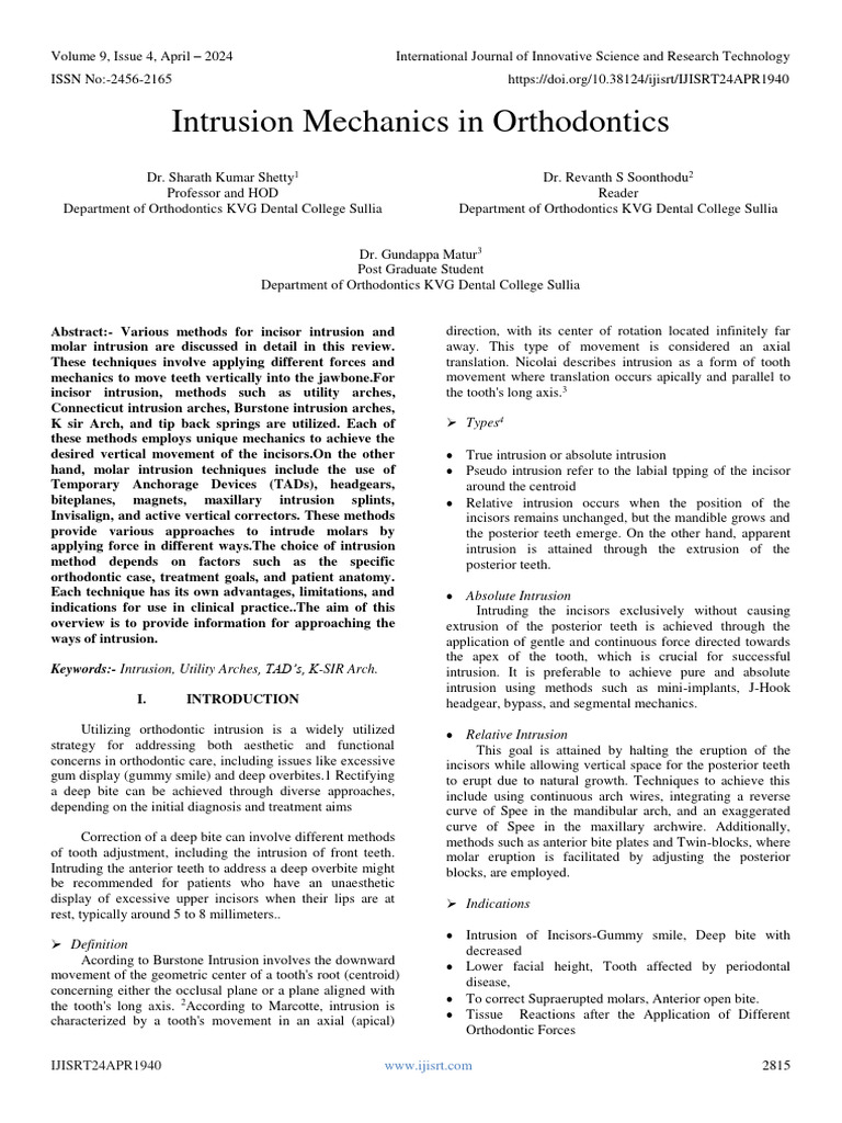 Orthodontic Intrusion Techniques Explained | PDF | Orthodontics | Human ...