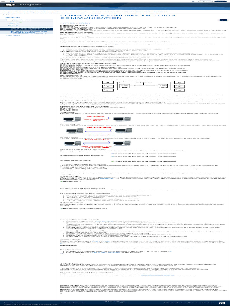 Computer Networks and Data Communication | PDF | Network Topology ...