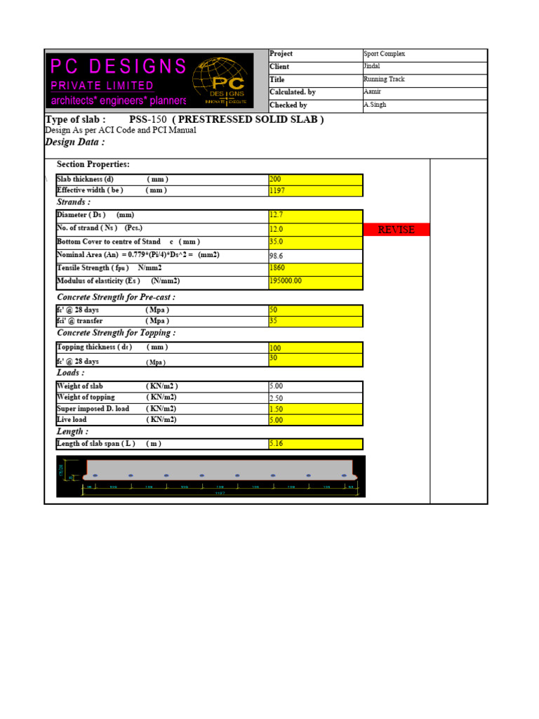 Prestressed Solid Slab Design As Per Aci Code | PDF | Building ...