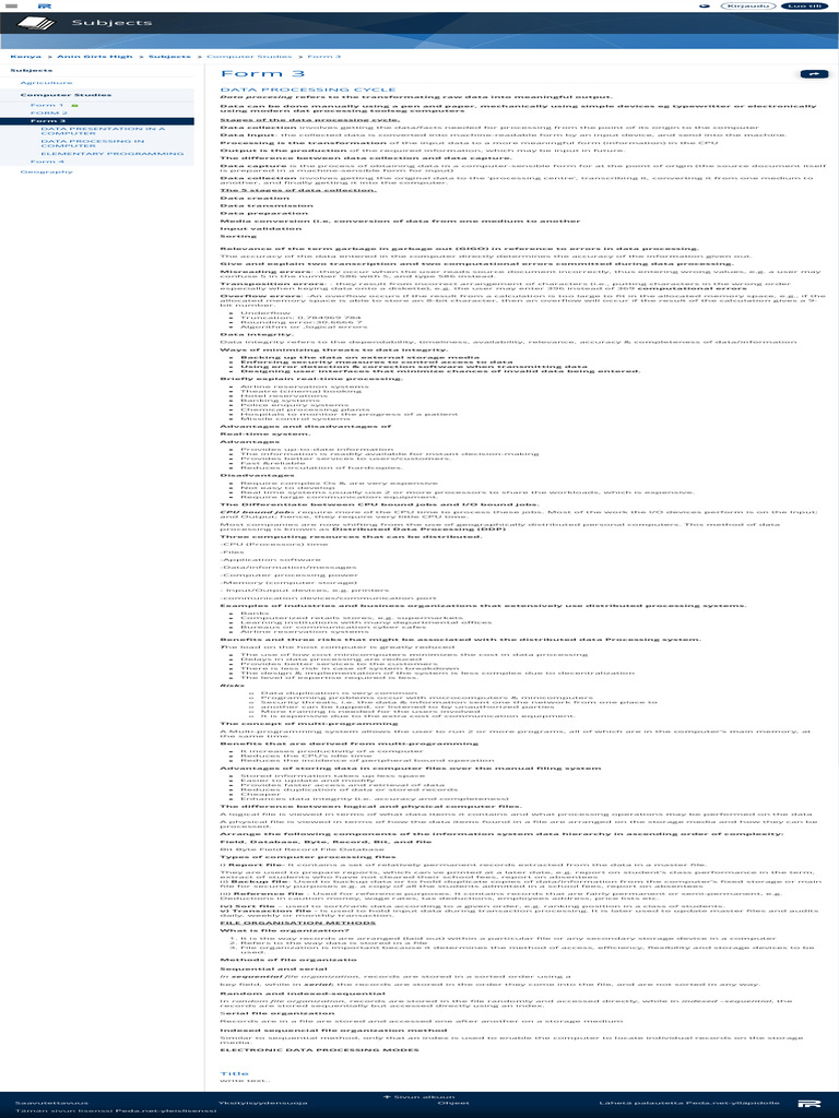Form 3 | PDF | Computer Data Storage | Input/Output