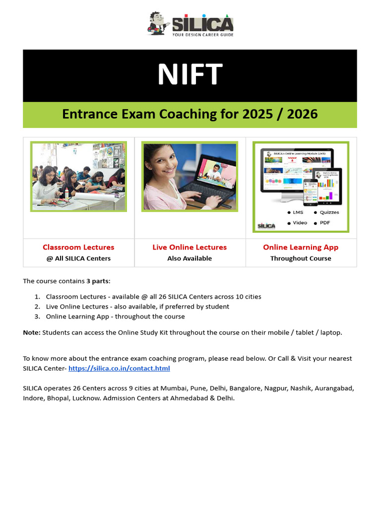 NIFT 2025 2026 Classroom Offline Coaching Course Details 04.04.2024 ...