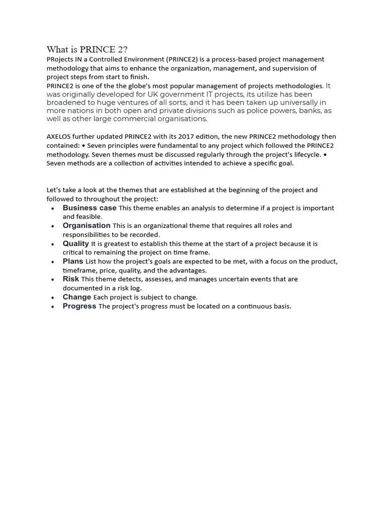 What is Prince 2 | PDF | Methodology | Business