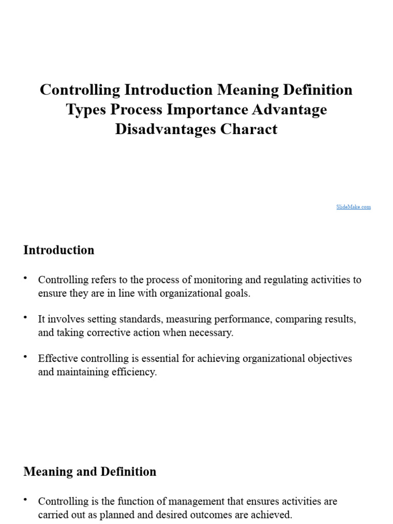 Controlling Introduction Meaning Definition Types Process Importance ...