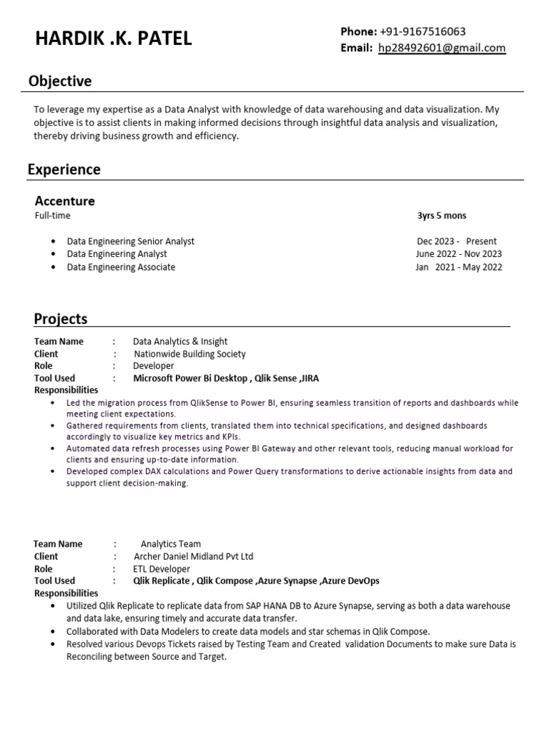 Hardik Patel Resume | PDF | Data Warehouse | Information Science
