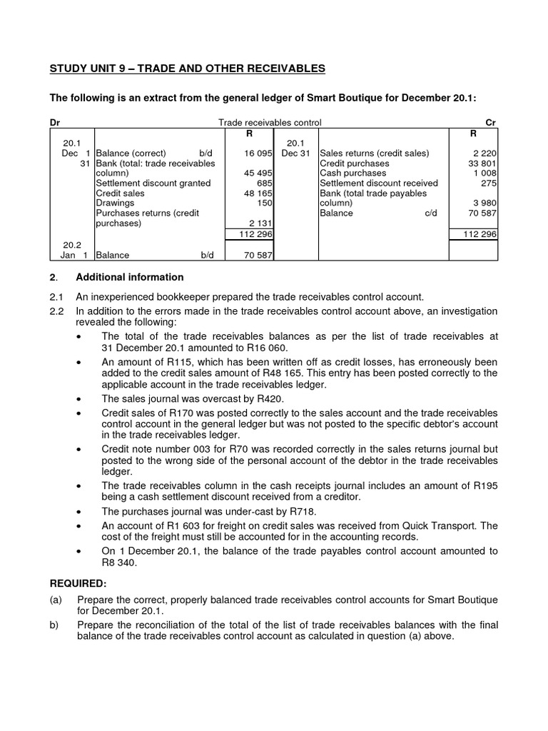 Study Unit 9 E-Tutor Question | PDF | Debits And Credits | Business