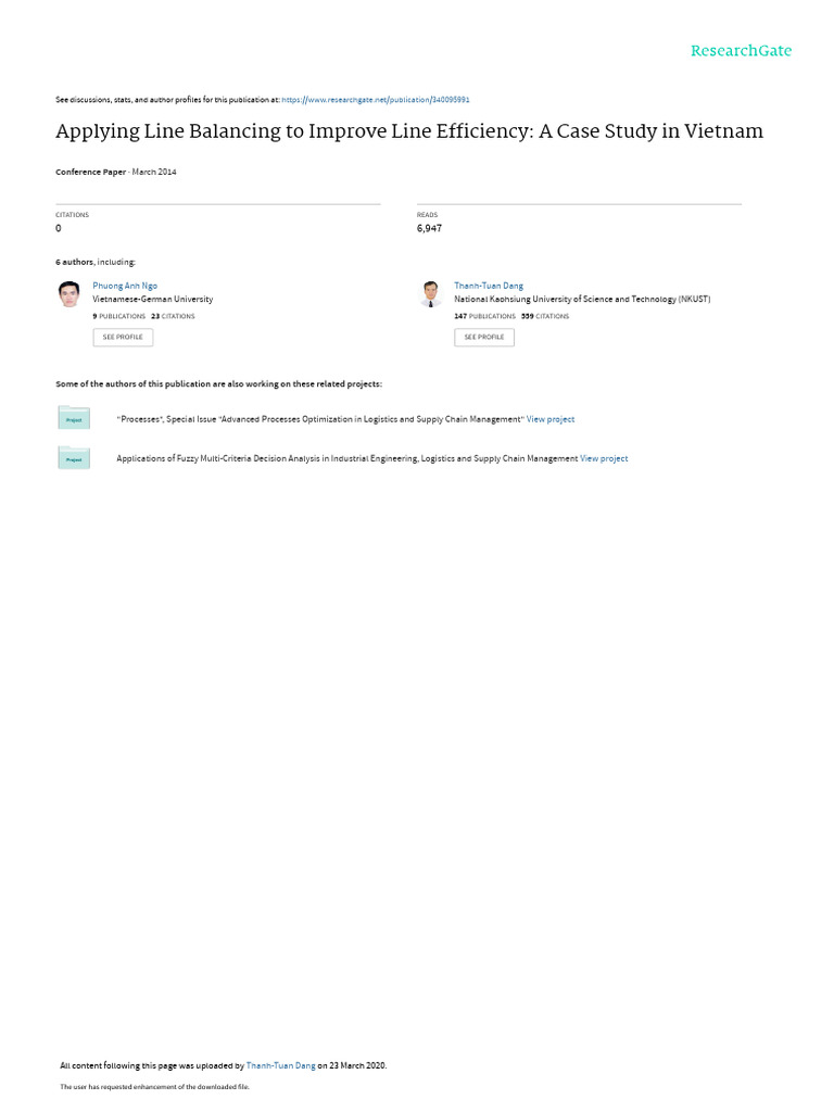 Applying Line Balancing To Improve Line Efficiency: A Case Study in ...