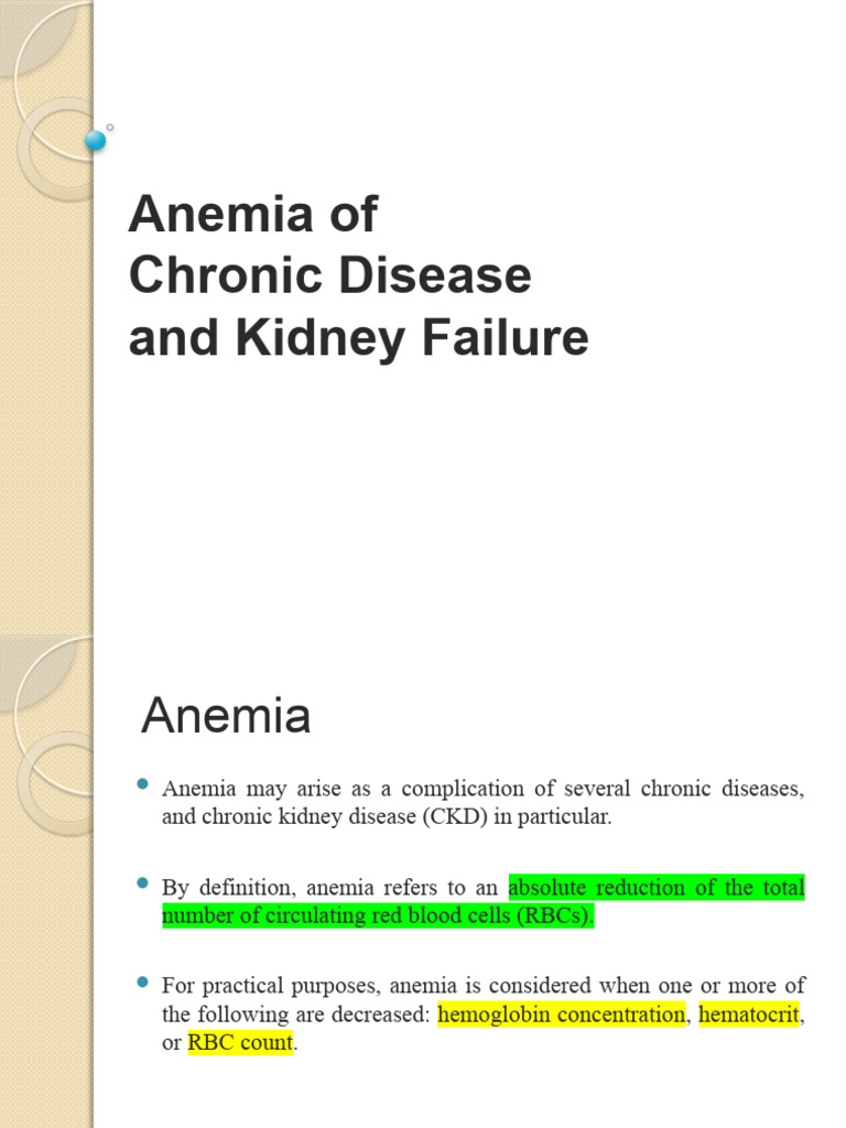 Anemia of Chronic Disease and Kidney Failure | PDF | Anemia | Red Blood Cell