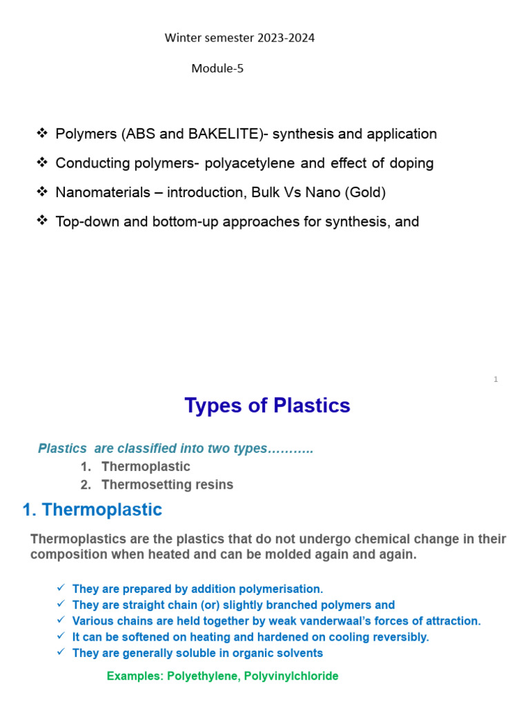 Polymers (ABS and BAKELITE)- synthesis and application;-08-04-2024 ...