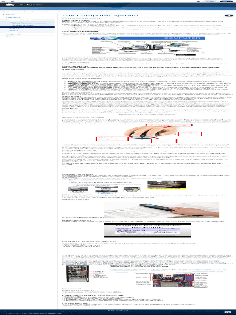 The Computer System | PDF | Computer Keyboard | Computing
