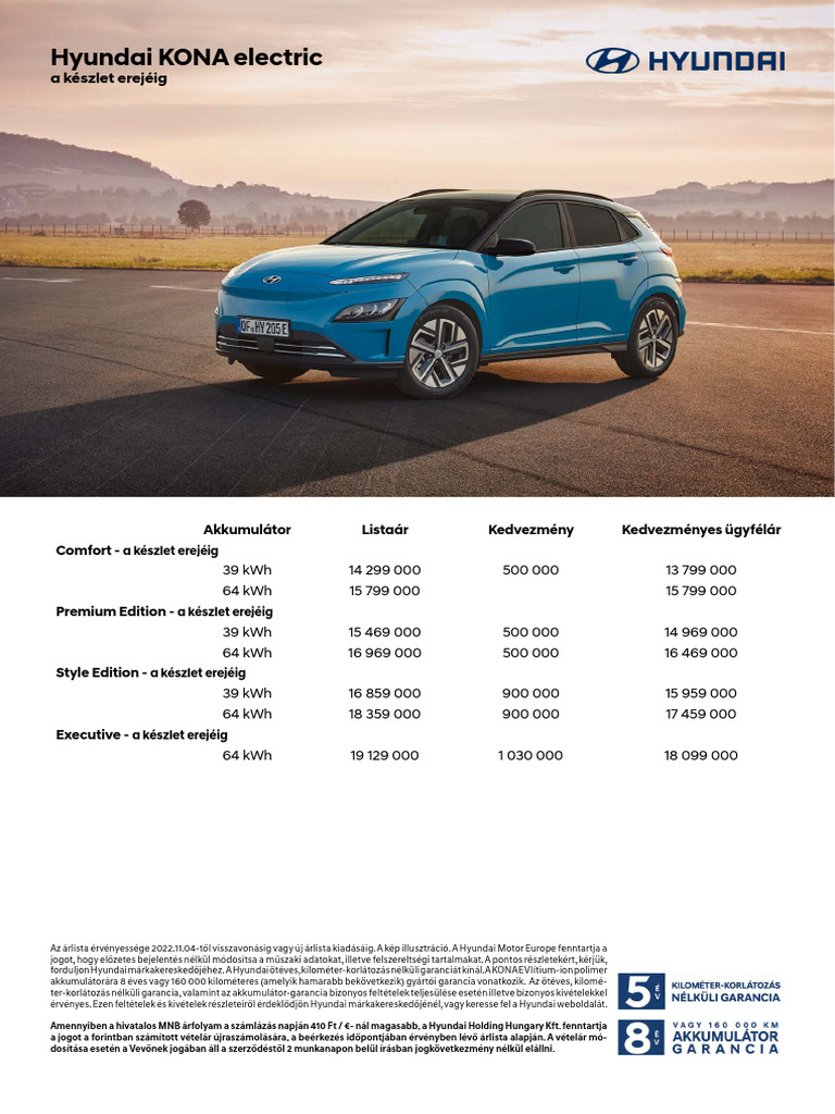 Kona EV Arlista 20221104 | PDF