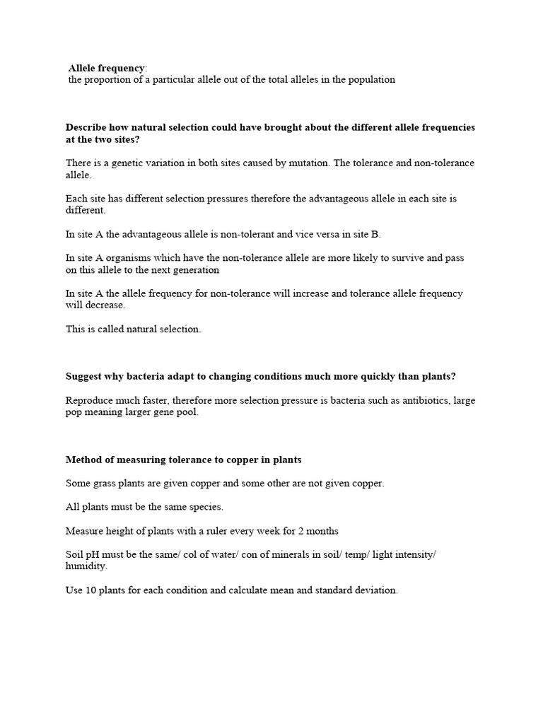 Natural Selection and Allele Frequencies | PDF