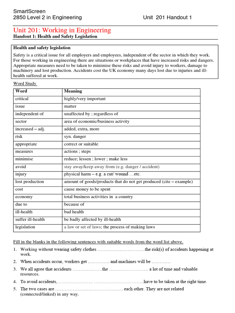 2850 L2u201 Handout 01 | PDF | Occupational Safety And Health | Safety