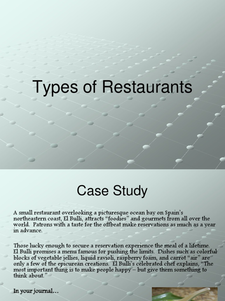 Overview of Restaurant Types | PDF | Fast Food Restaurants | Franchising